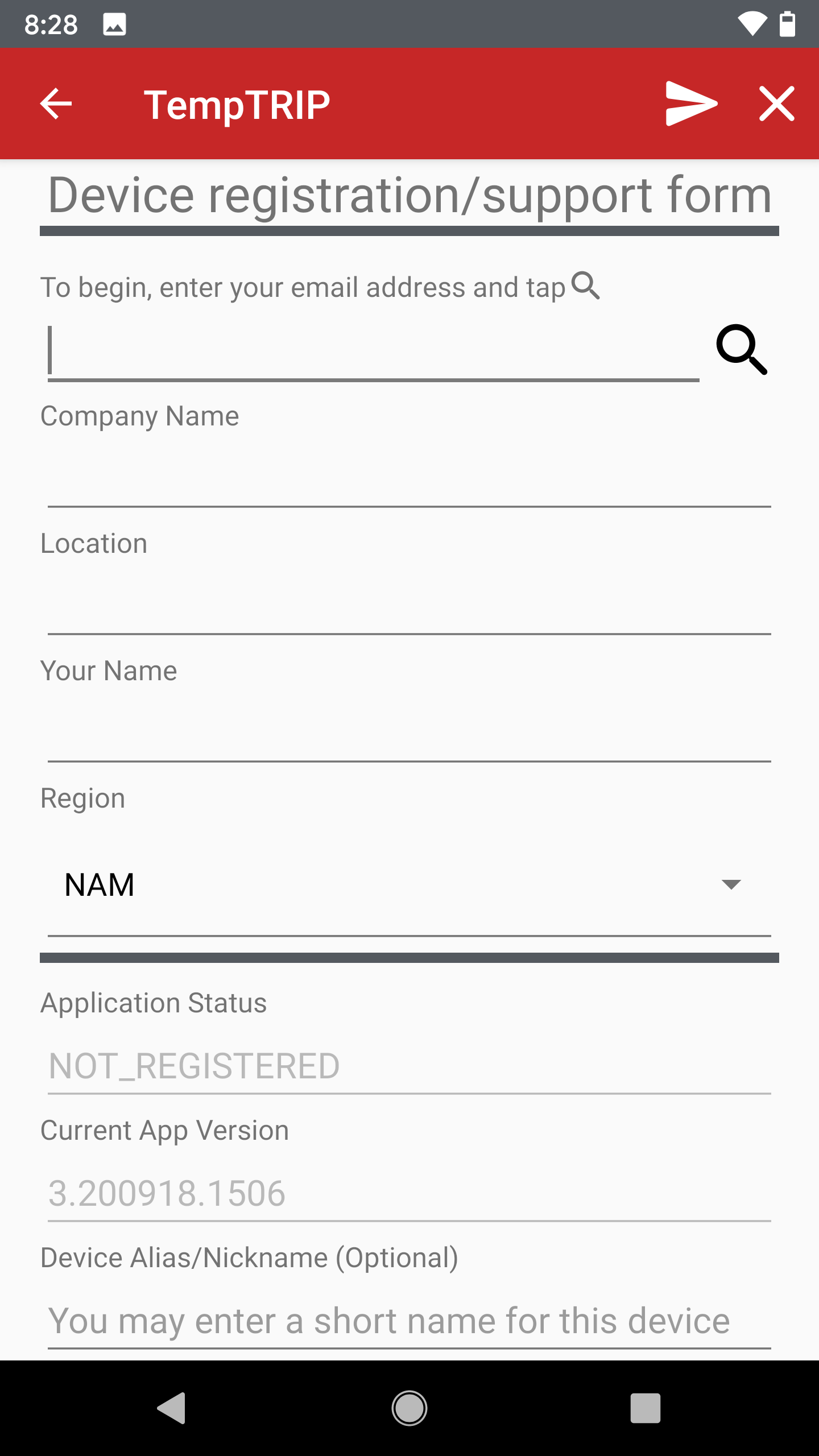 Installing/Registering your device – TempTrip