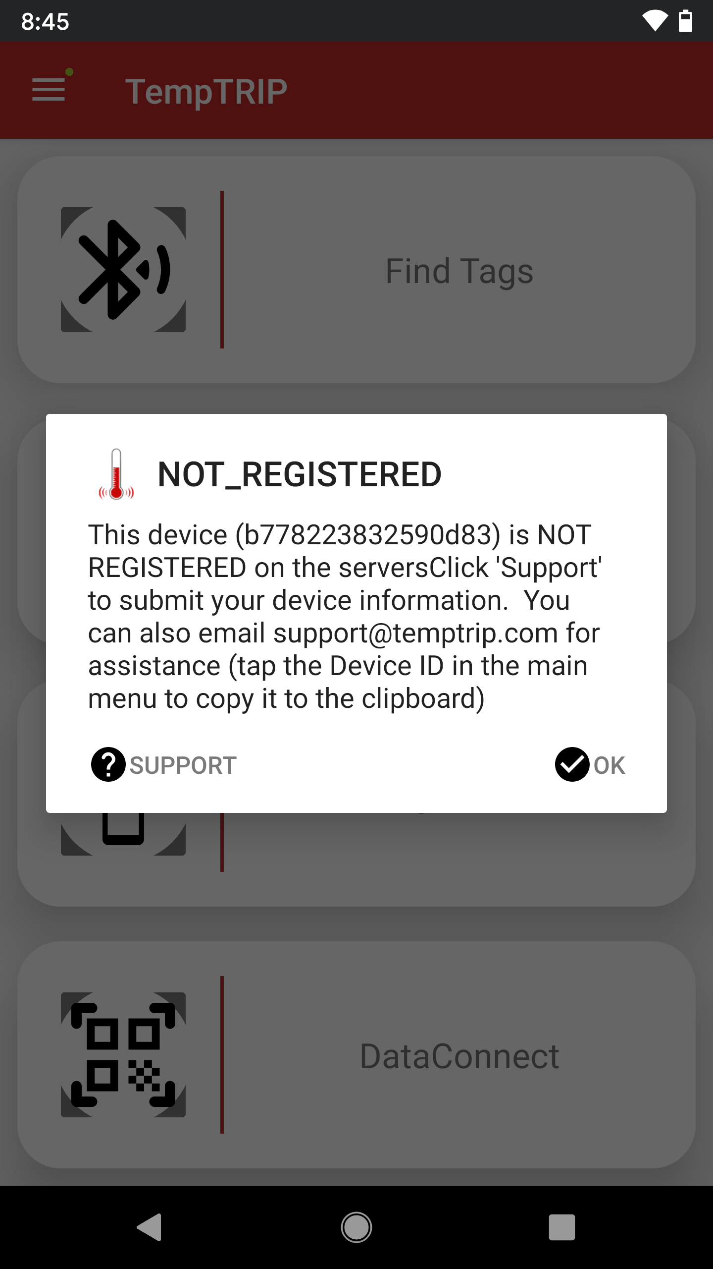 Installing/Registering your device – TempTrip