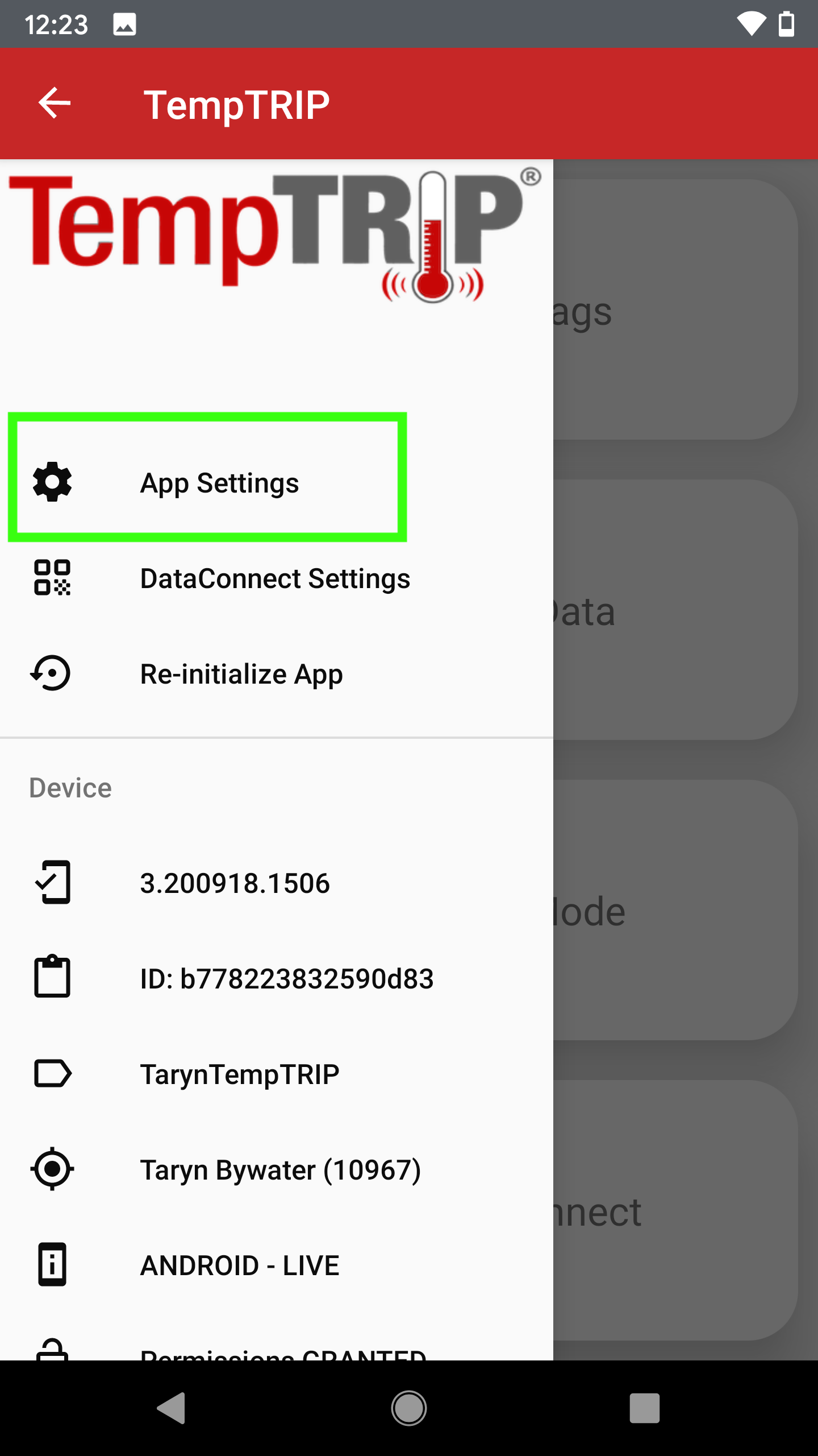 App Settings – TempTrip
